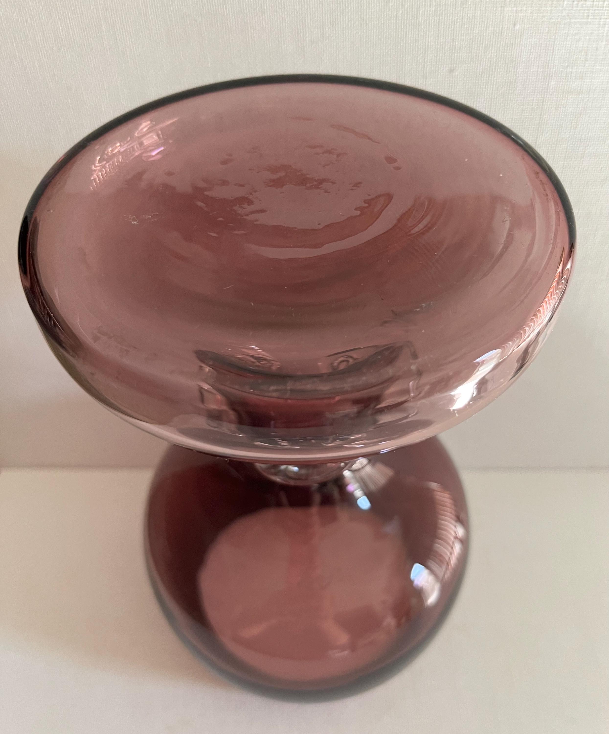 Vintage Blenko Glass Vase Amethyst Purple Hand Blown Studio Art Design ...