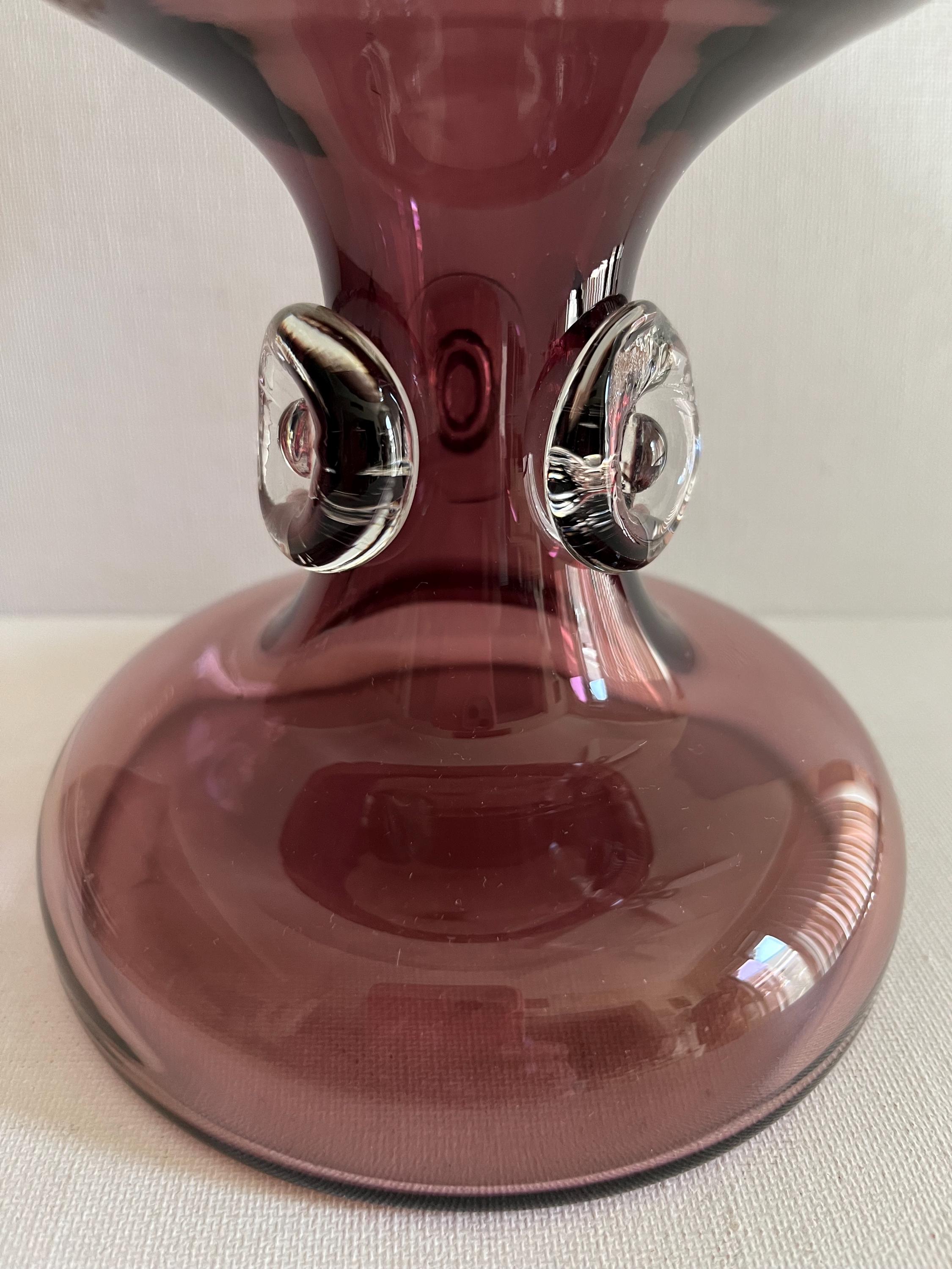 Vintage Blenko Glass Vase Amethyst Purple Hand Blown Studio Art Design ...