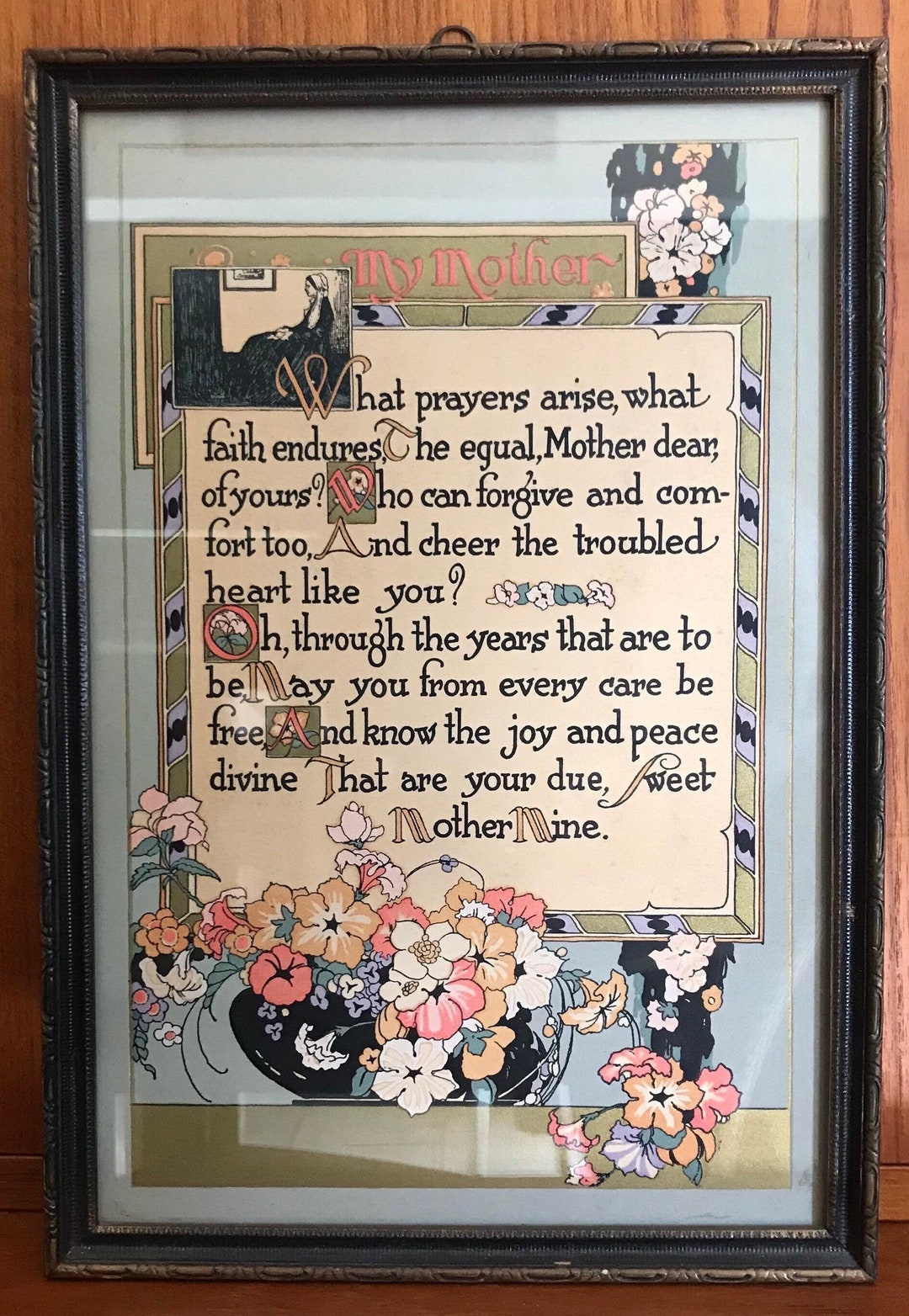 Vintage Mother Motto Print Mother's Day Devine Mom Quote Art Deco - Etsy