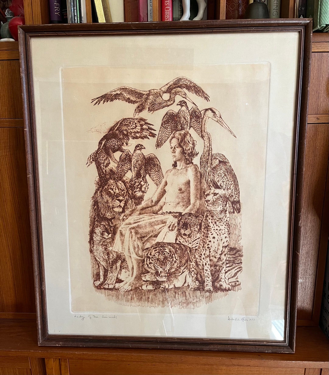 Herbert Lewis Fink Signed Lady of the Animals Original Etching 1973 - Etsy