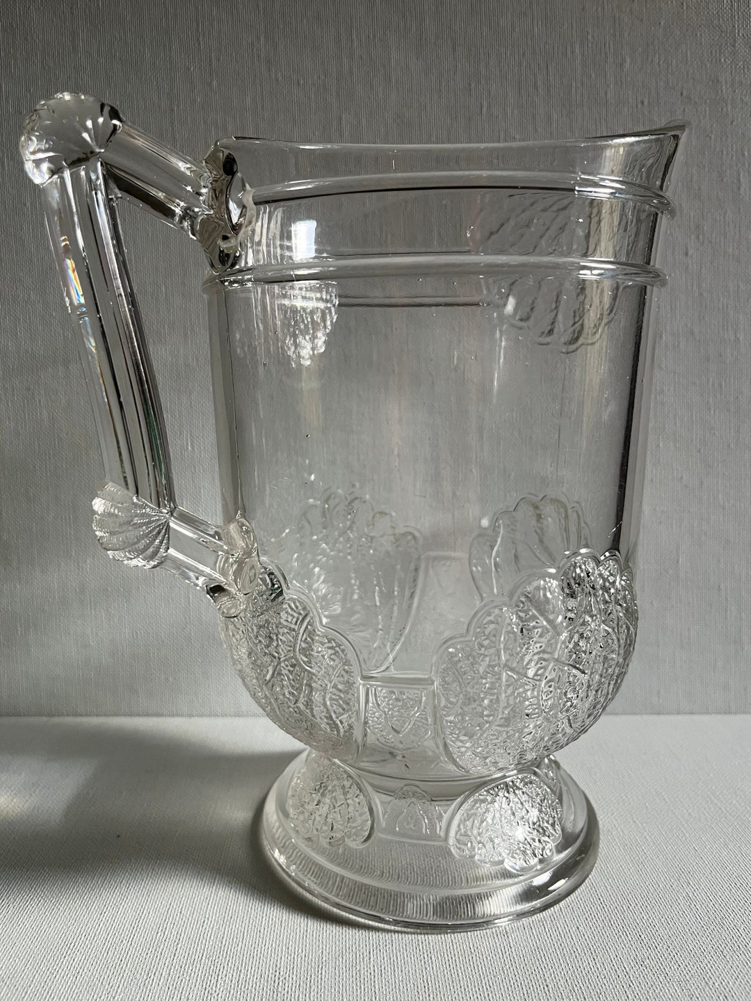 Antique EAPG Duncan George Glass Pitcher Shell Tassel Pattern Flint ...