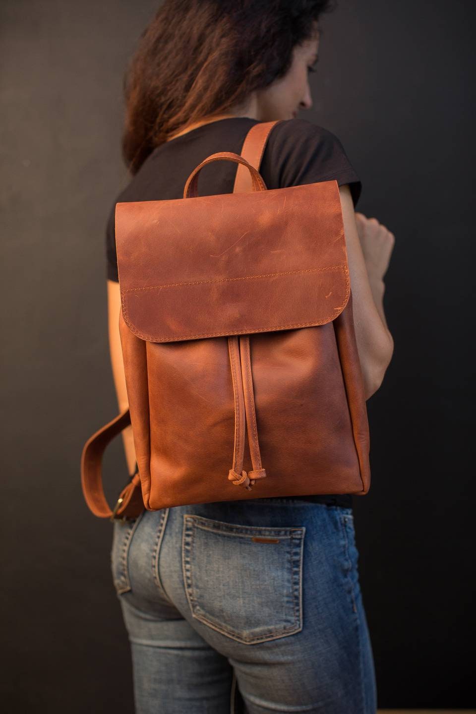 Leather Backpack Leather Backpack Women Brown Leather - Etsy