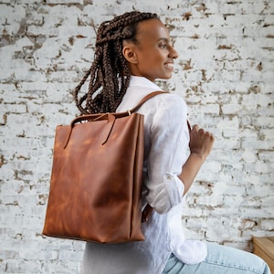 Extra Large Leather Convertible Backpack Purse: 15