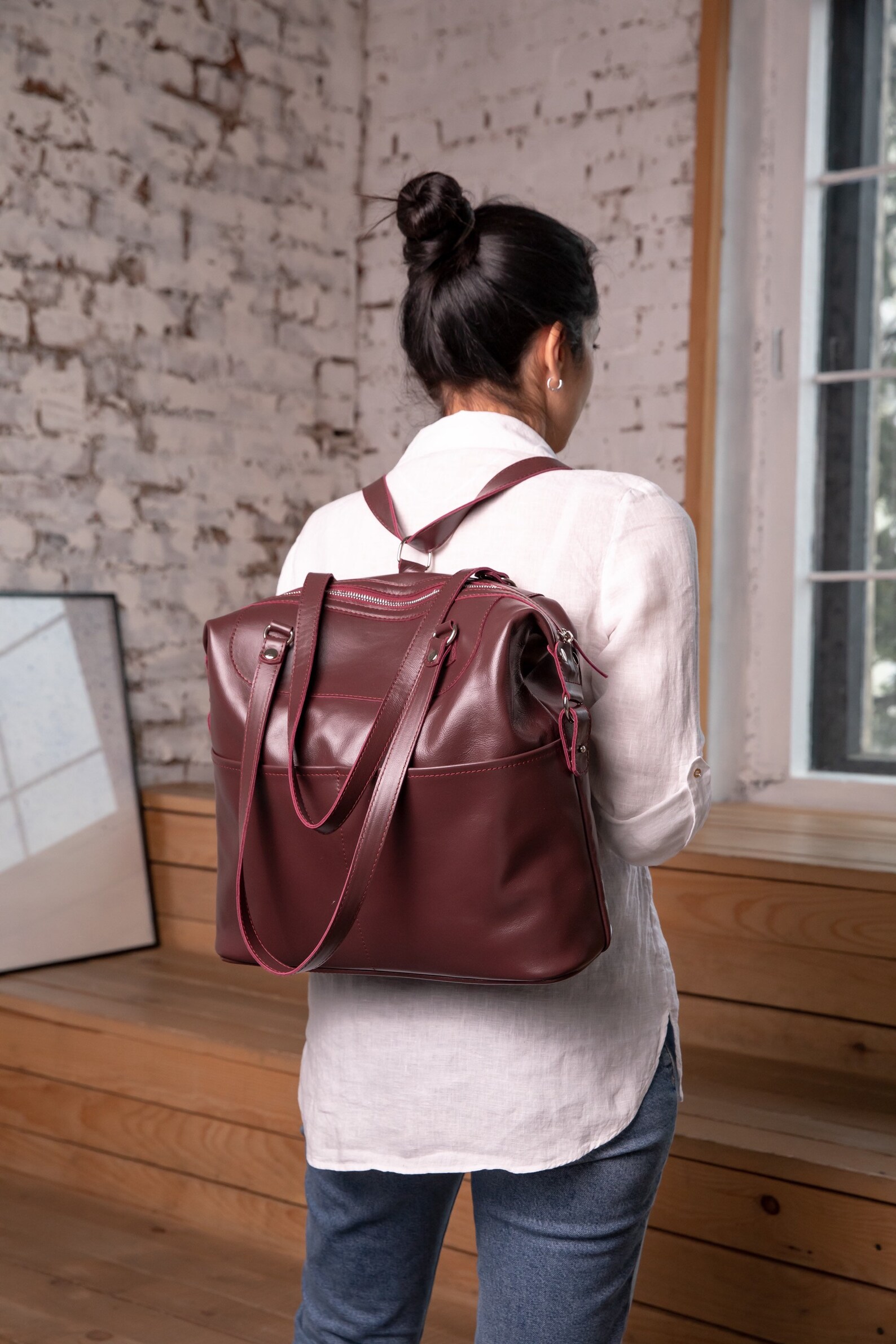 Convertible Crossbody Bag Convertible Backpack Purse Leather | Etsy