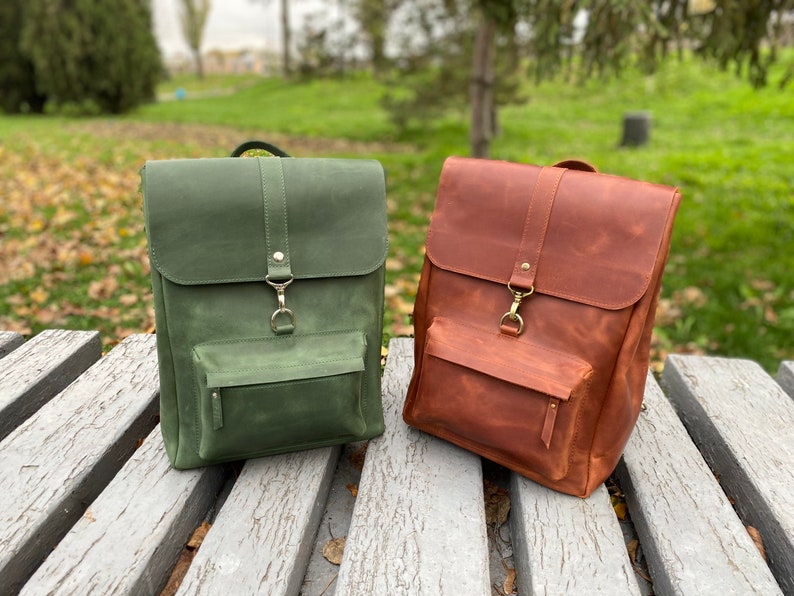 Green Leather Backpack Camera Backpack Backpack Women Leather - Etsy
