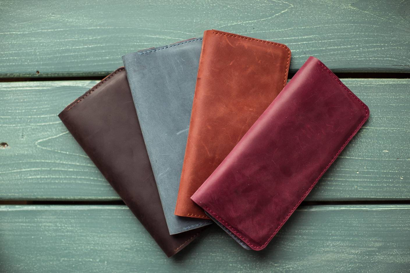 Long Leather Wallet Cognack Brown Wallet Wallet by Okra - Etsy