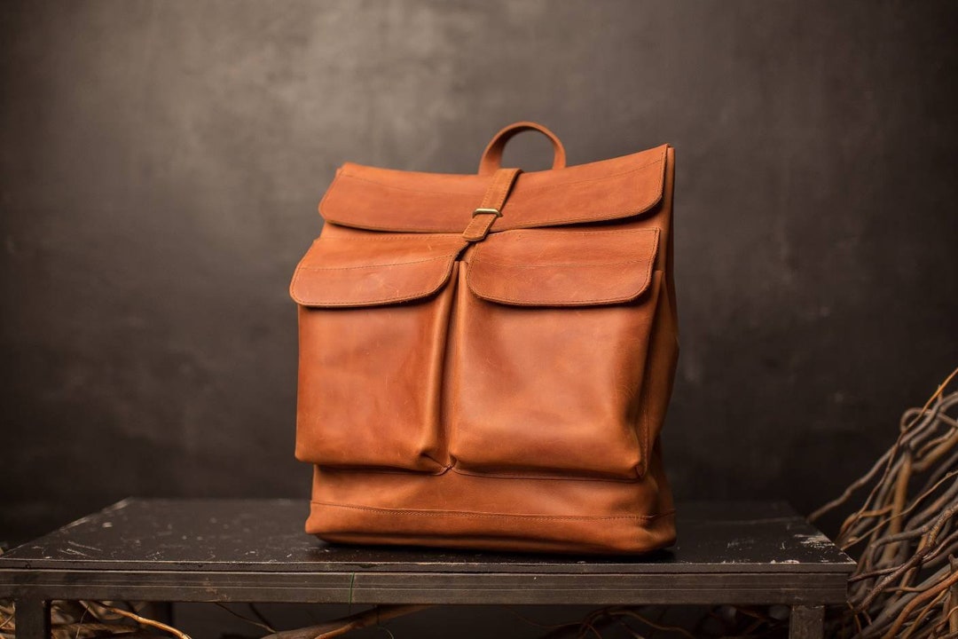 Handcrafted Brown Leather Backpack: Vintage Laptop Pack - Etsy Australia