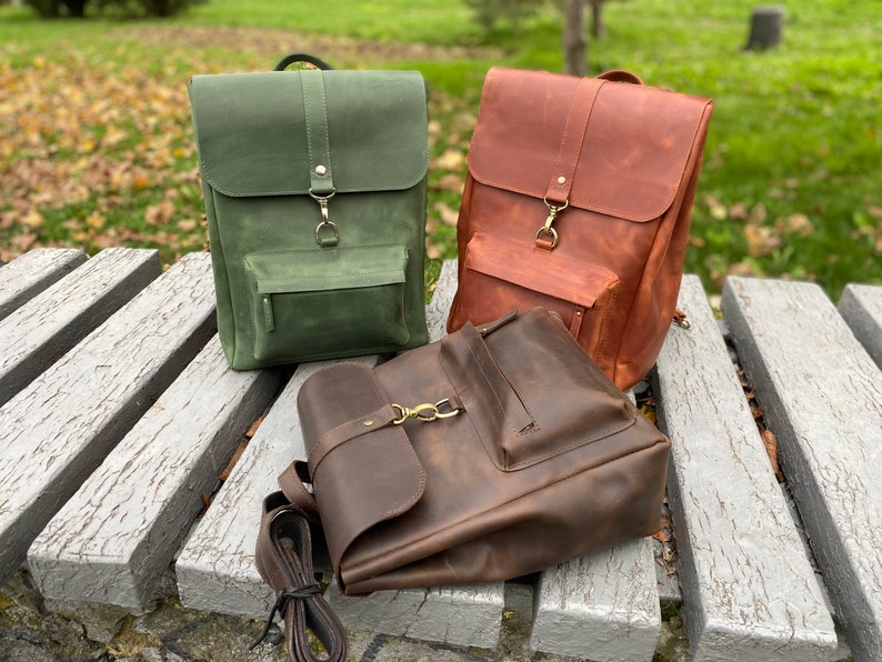 Green Leather Backpack Camera Backpack Backpack Women Leather - Etsy