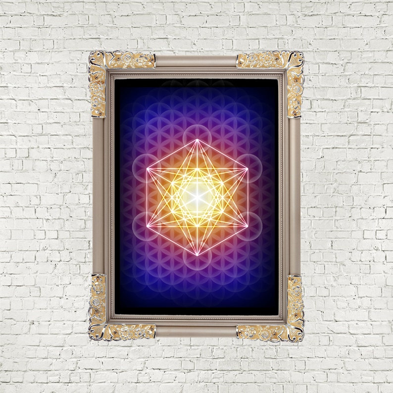 Home Decor Metatron's Cube/flower of Life Digital Art - Etsy