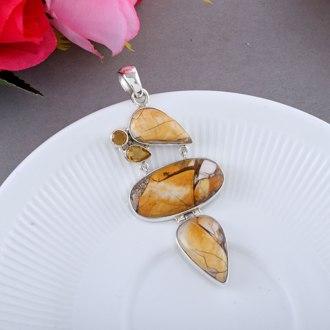 Brecciated Mookaite Pendant 925 Sterling Silver Necklace, Mookaite ...