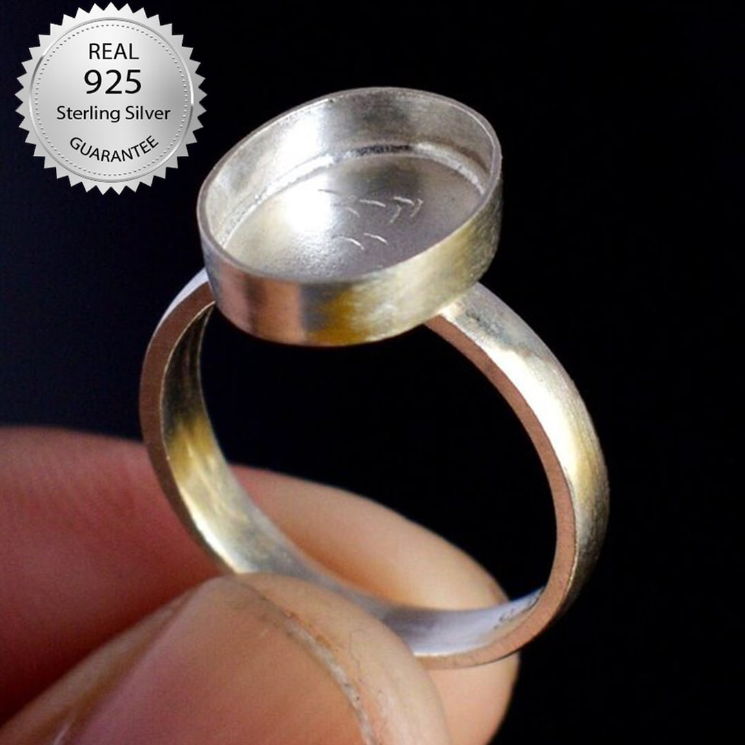 925 Sterling Silver Blank Ring Collet, Jewelry Setting Ring Collet ...