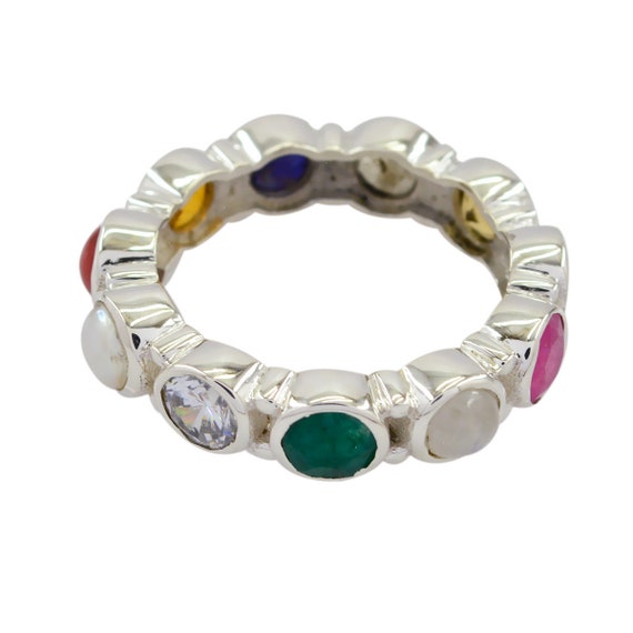 Lucky Gemstone Multi Gemstone Rings Solid Silver Multi - Etsy