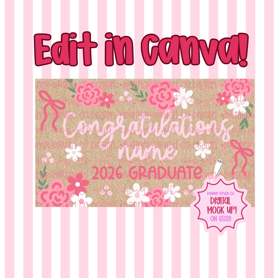 Graduation Banner Template | Editable Canva Banner | 35x60 DIY Painted ...