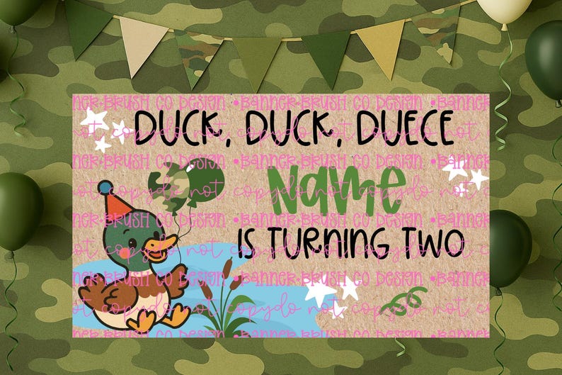 Duck Duck Deuce Birthday Banner Template | Editable Canva Banner ...