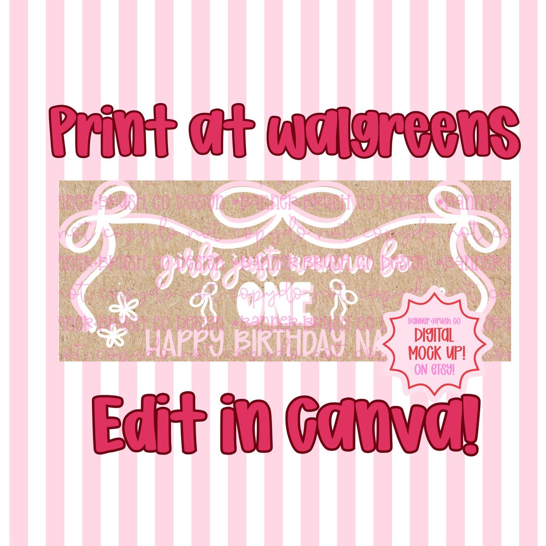 Girls Just Wanna Be One Birthday Banner Template | Editable Canva | 2x6 ...