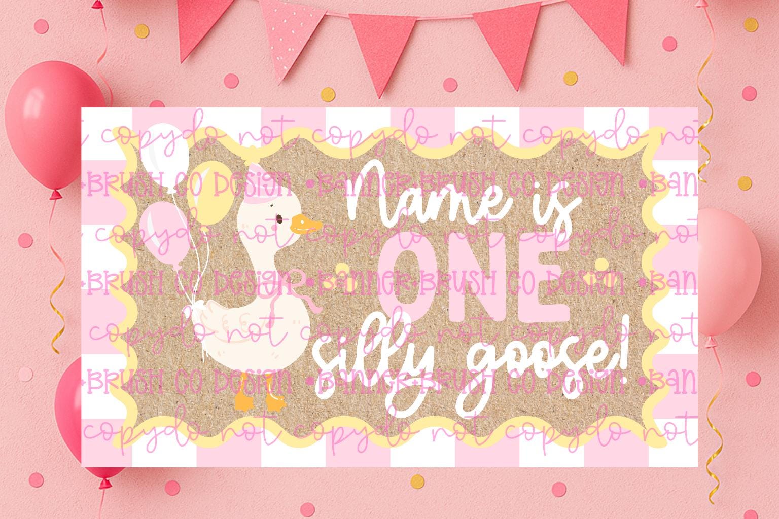 One Silly Goose Birthday Banner Template | Editable Canva Banner ...