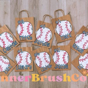 Hand-painted Sports Gift Bags • Brown Paper Bags • Team Goodie Bags ...