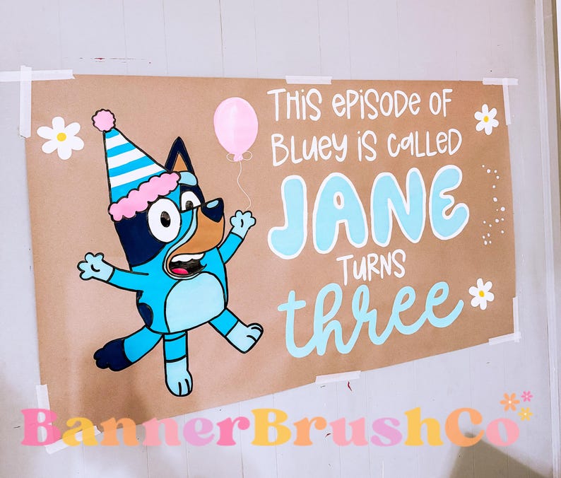 Custom Hand Painted Bluey Banner - Etsy