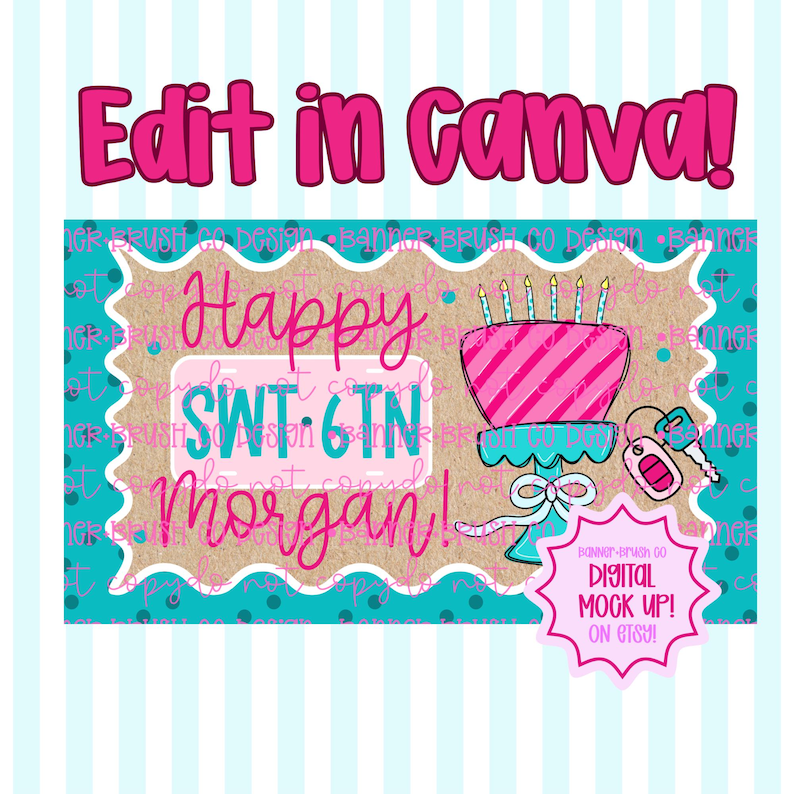 Sweet 16 Birthday Banner Template | Editable Canva Banner | 35x60 DIY ...