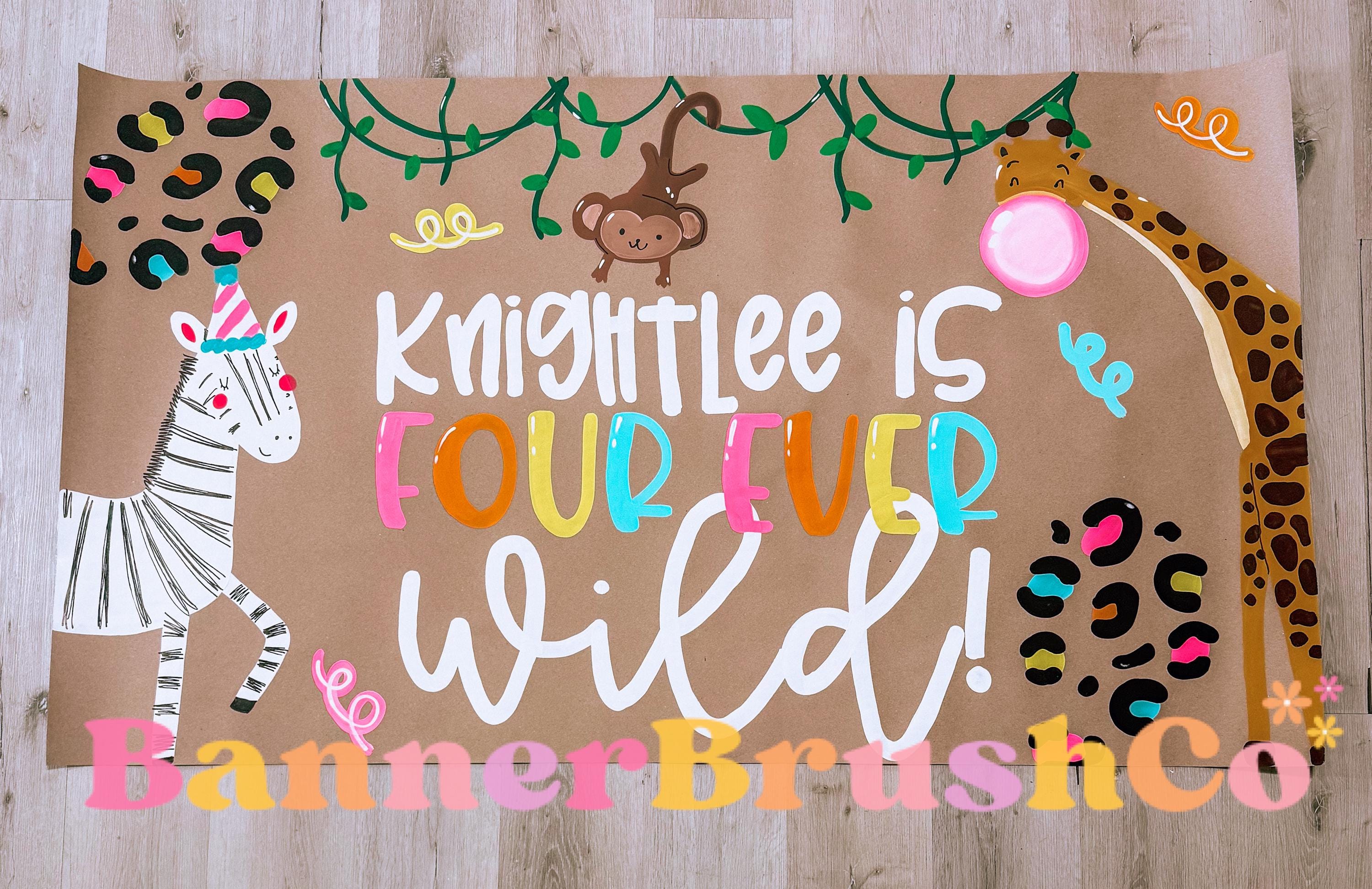 4 Ever Wild Birthday Banner Template | Editable Canva Banner | 35x60 ...