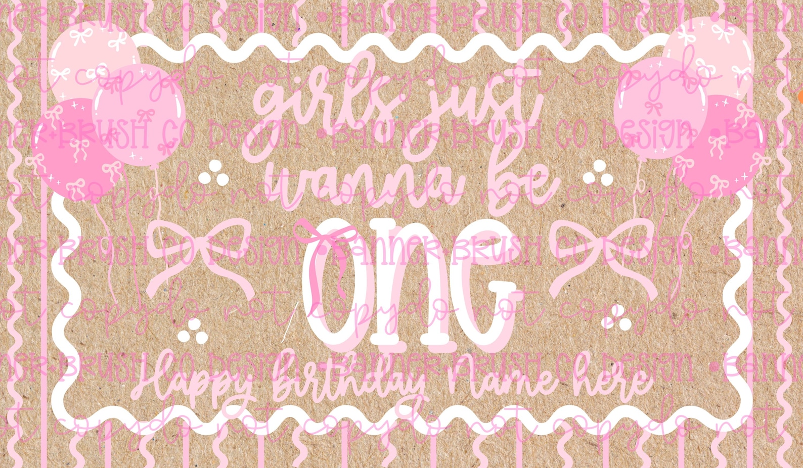 Girls Just Wanna Be One Birthday Banner Template | Editable Canva ...
