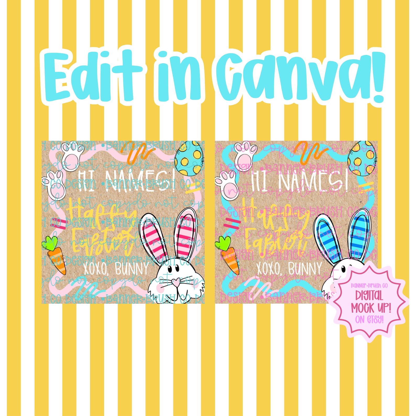 Easter Bunny Letter Happy Easter Banner Template | Editable Canva ...