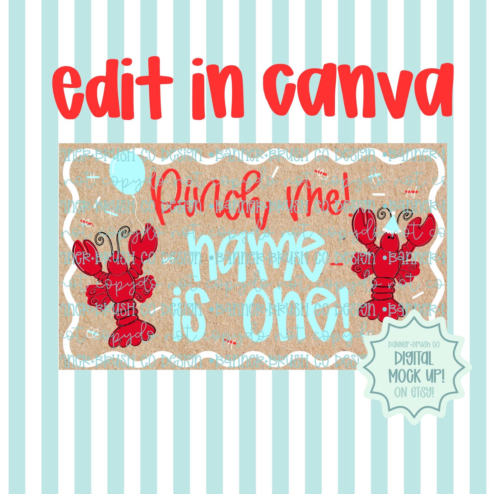 Pinch Me I’m One Crawfish Boil Birthday | Editable Canva Banner | 35x60 ...