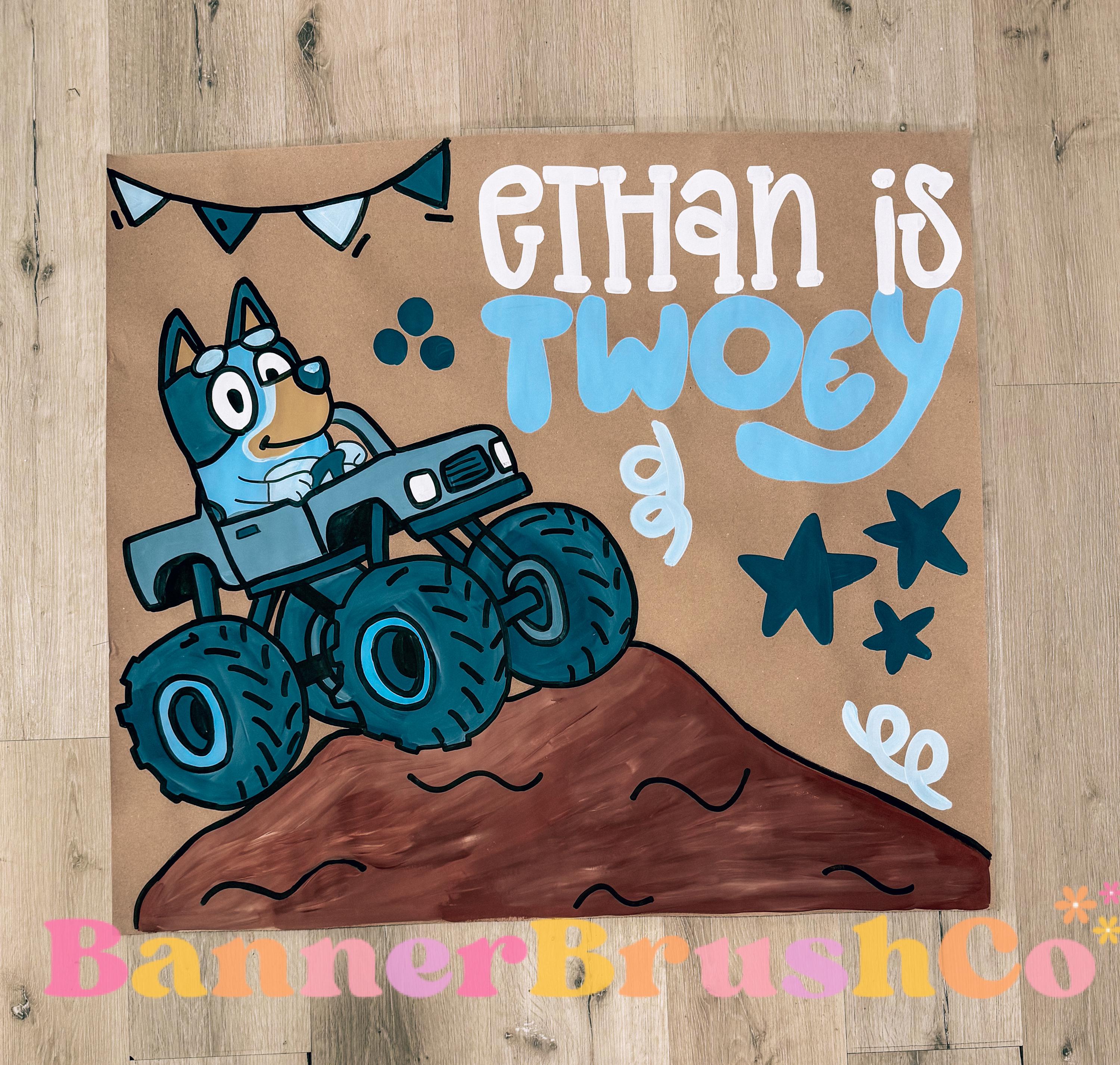 Custom Hand Painted Bluey Banner - Etsy