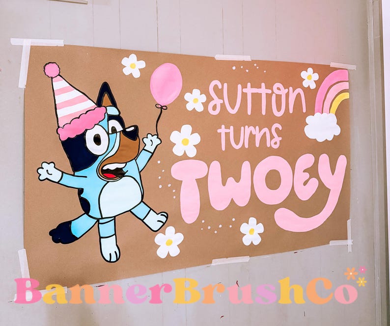 Custom Hand Painted Bluey Banner - Etsy