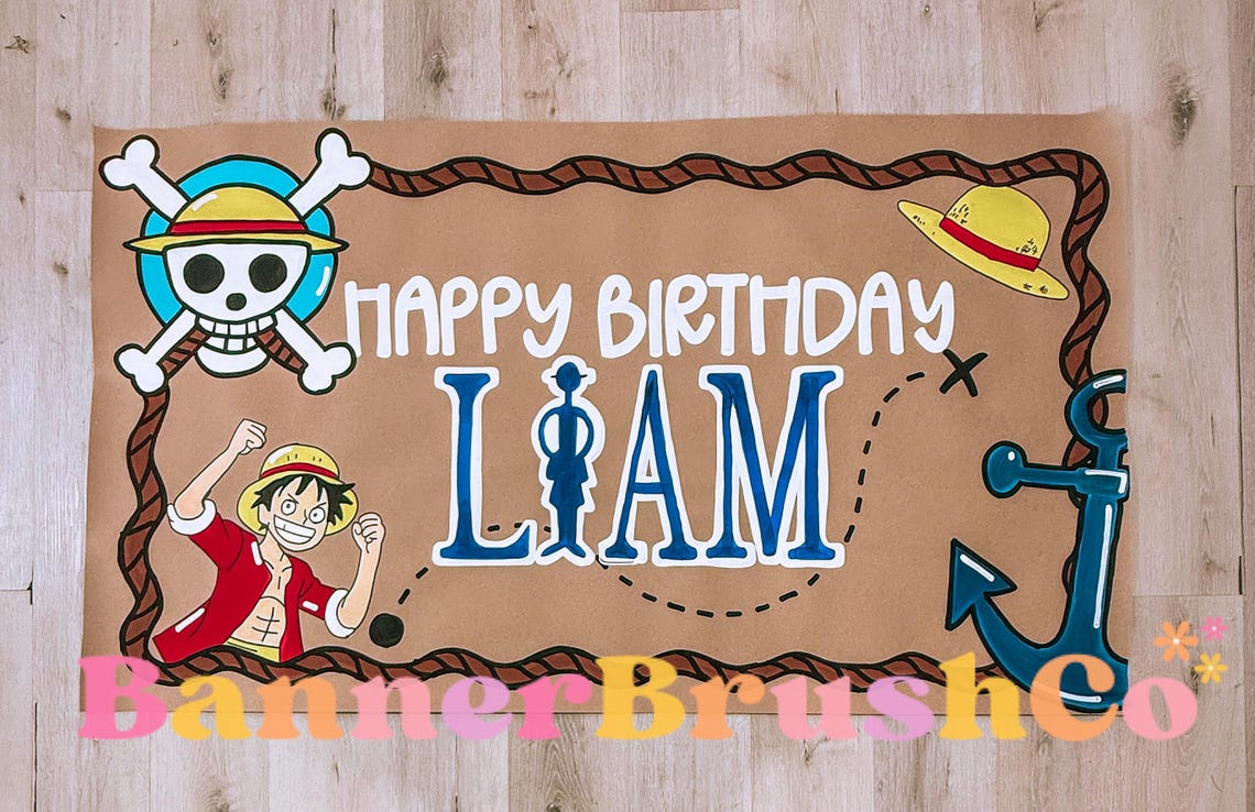 One Piece Birthday Banner Template | Editable Canva Banner | 35x60 DIY ...