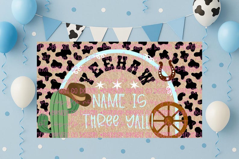 Threehaw First Birthday Banner Template | Editable Canva Banner | 35x60 ...