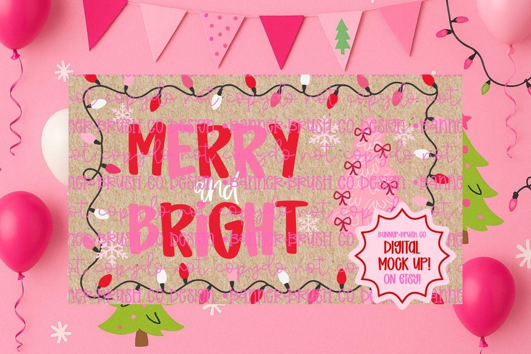 Merry & Bright Christmas Banner Template Bundle | Editable Canva Banner ...