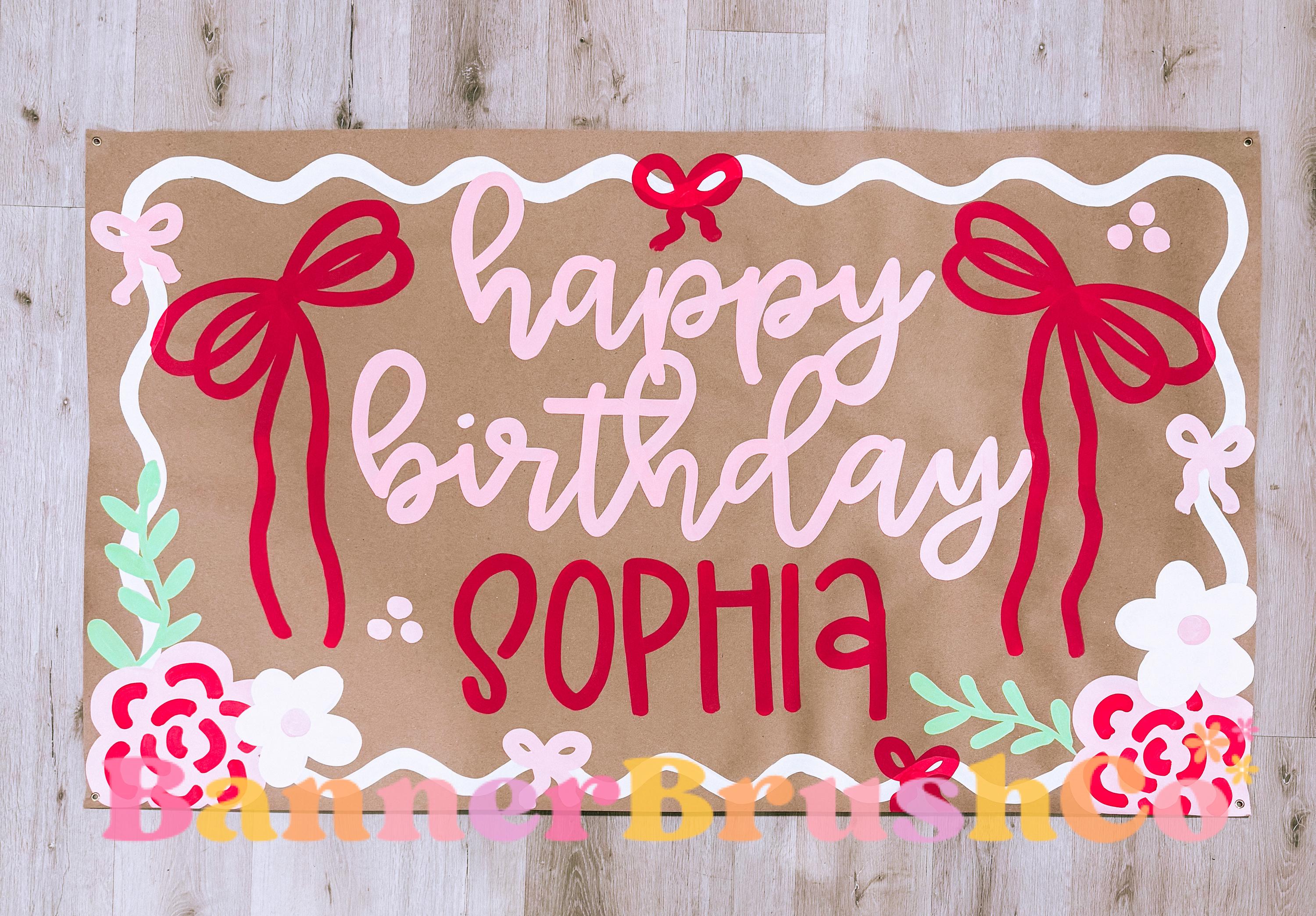 Girly Coquette Birthday Banner Template | Editable Canva Banner | 35x60 ...