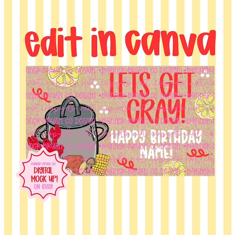 Lets Get Cray Crawfish Boil Birthday Banner | Editable Canva Banner ...
