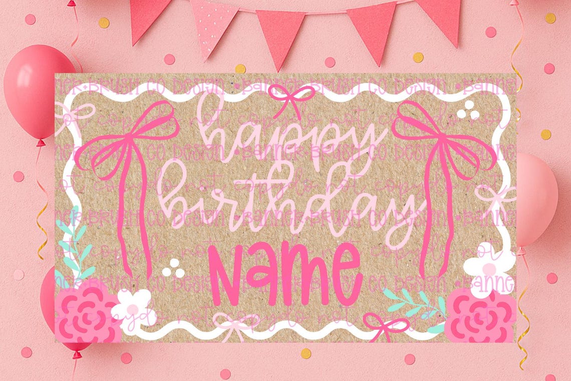 Girly Coquette Birthday Banner Template | Editable Canva Banner | 35x60 ...