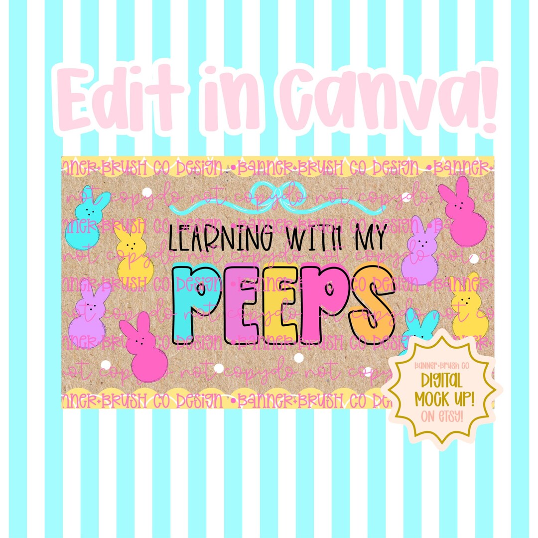 Learning With Myy Peeps Easter Teacher Classroom Banner Template ...