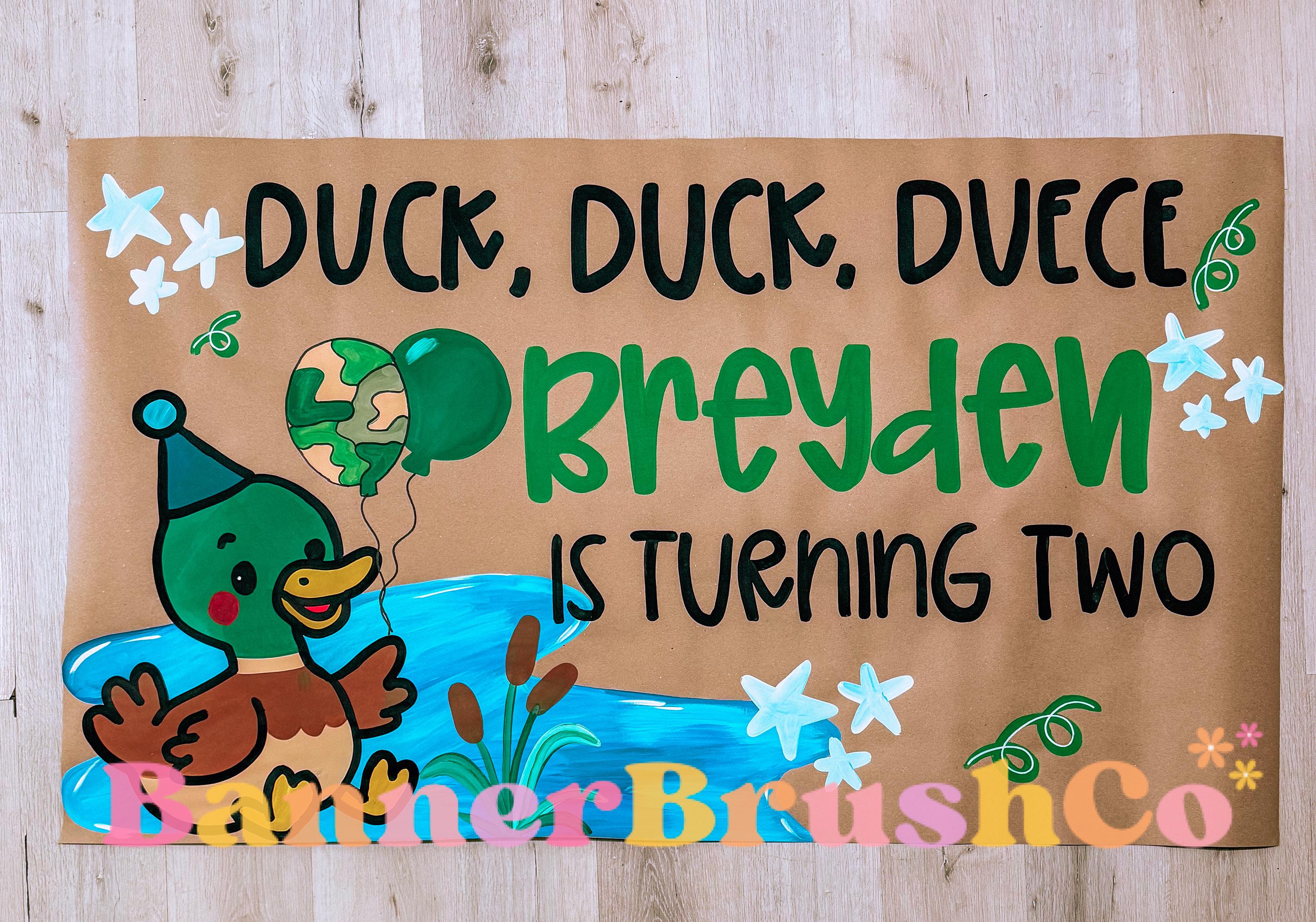 Duck Duck Deuce Birthday Banner Template | Editable Canva Banner ...