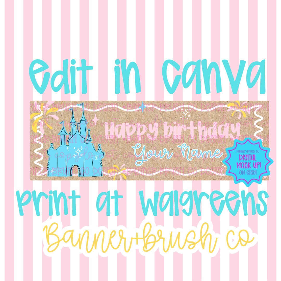 Castle Birthday Banner Template | Editable Canva | 2x6 WALGREENS PRINT ...