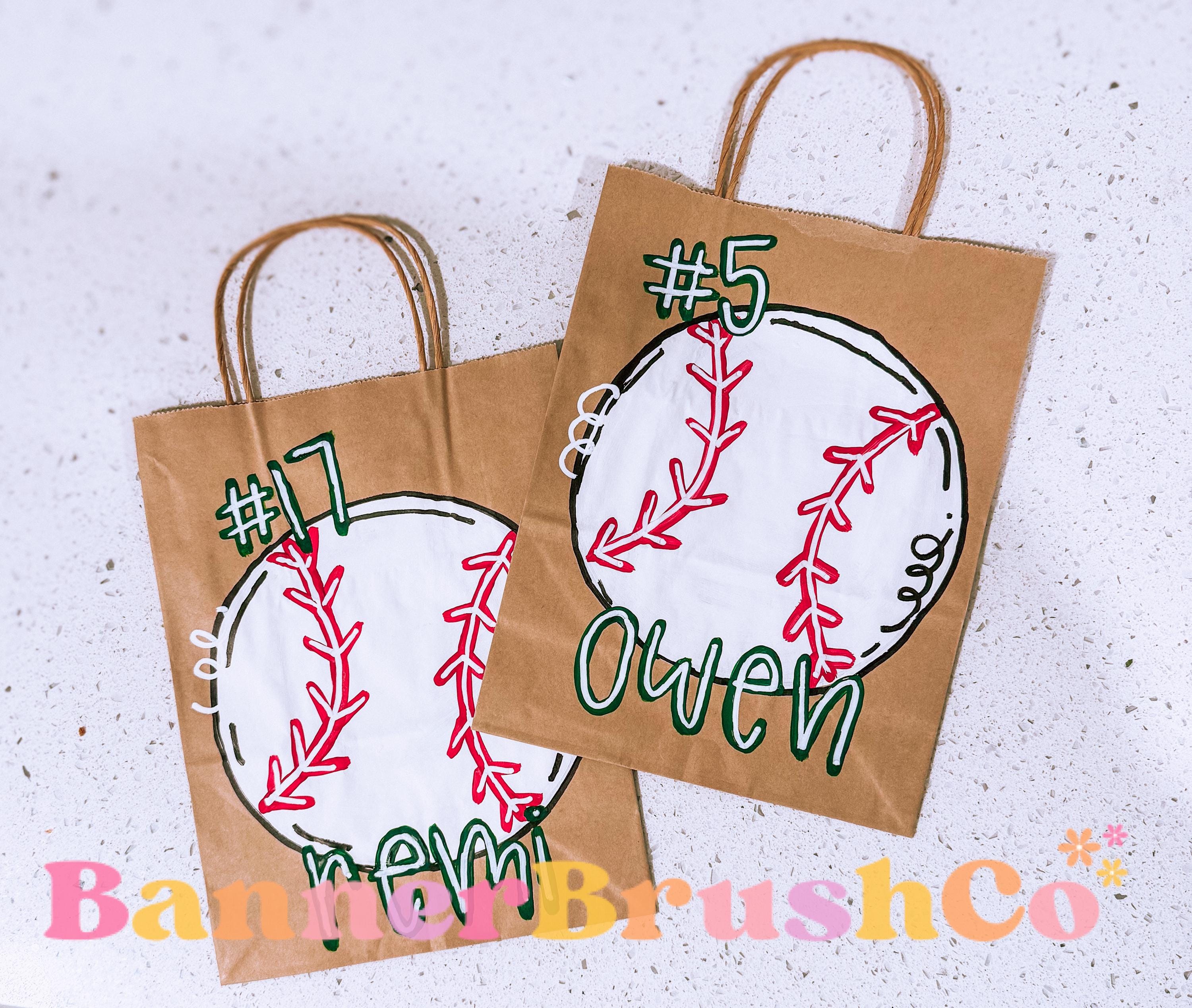 Hand-painted Sports Gift Bags • Brown Paper Bags • Team Goodie Bags ...