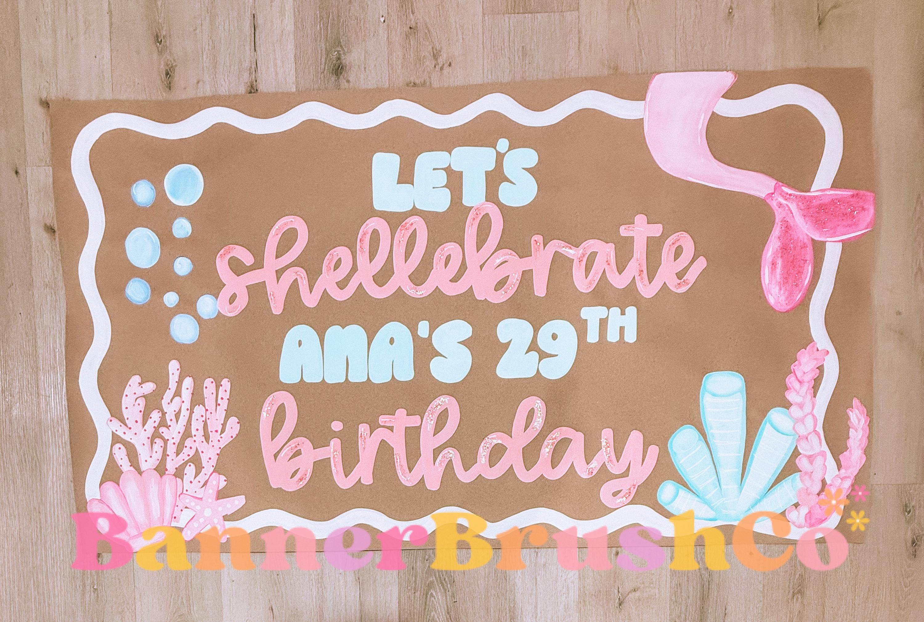 Lets Shellebrate Birthday Banner Template | Editable Canva Banner ...