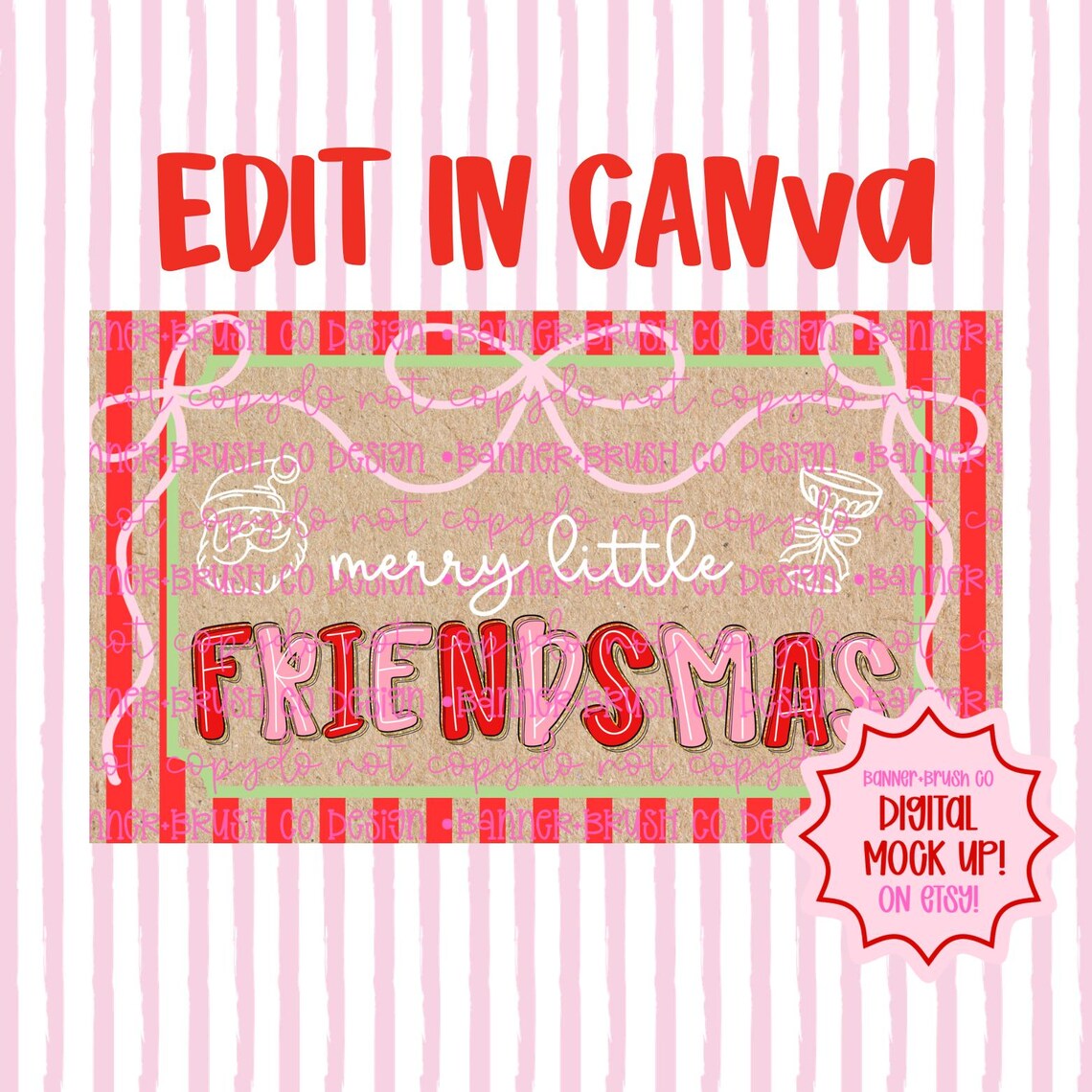 Friendsmas Coquette Banner Template Bundle | Editable Canva Banner ...