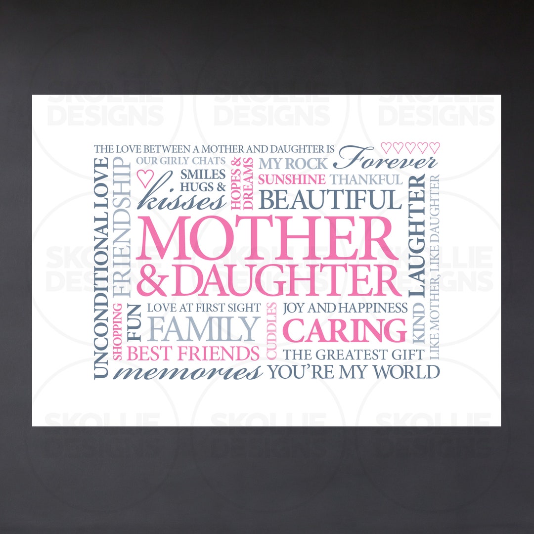 Mother & Daughter Word Art Print A4 - Etsy