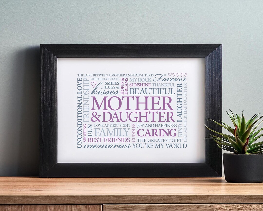 Coloured Mother & Daughter Word Art Digital Print A4 - Etsy UK