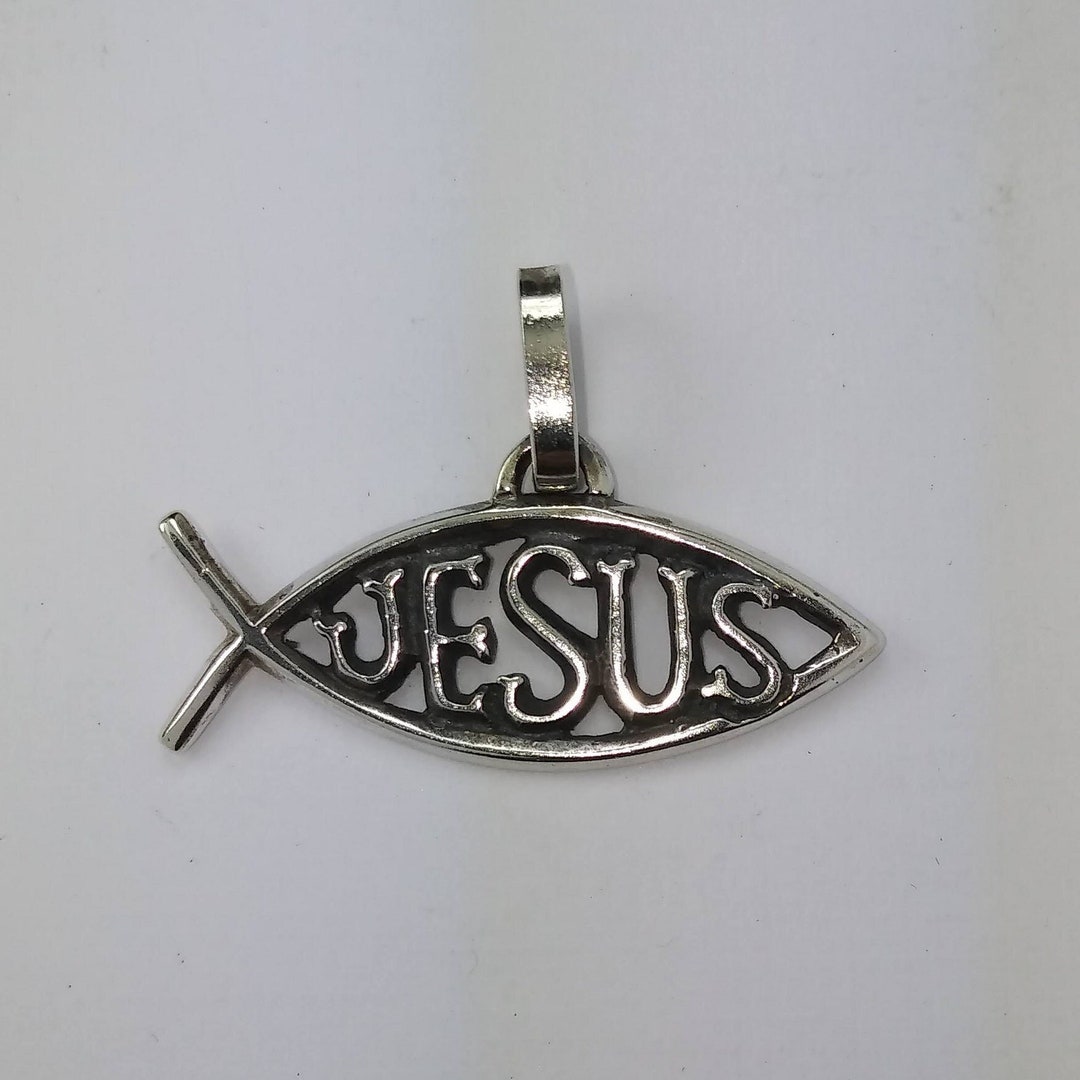 Jesus Fish Pendant in 925 Silver, Christian Fish Symbol, Christian Fish ...