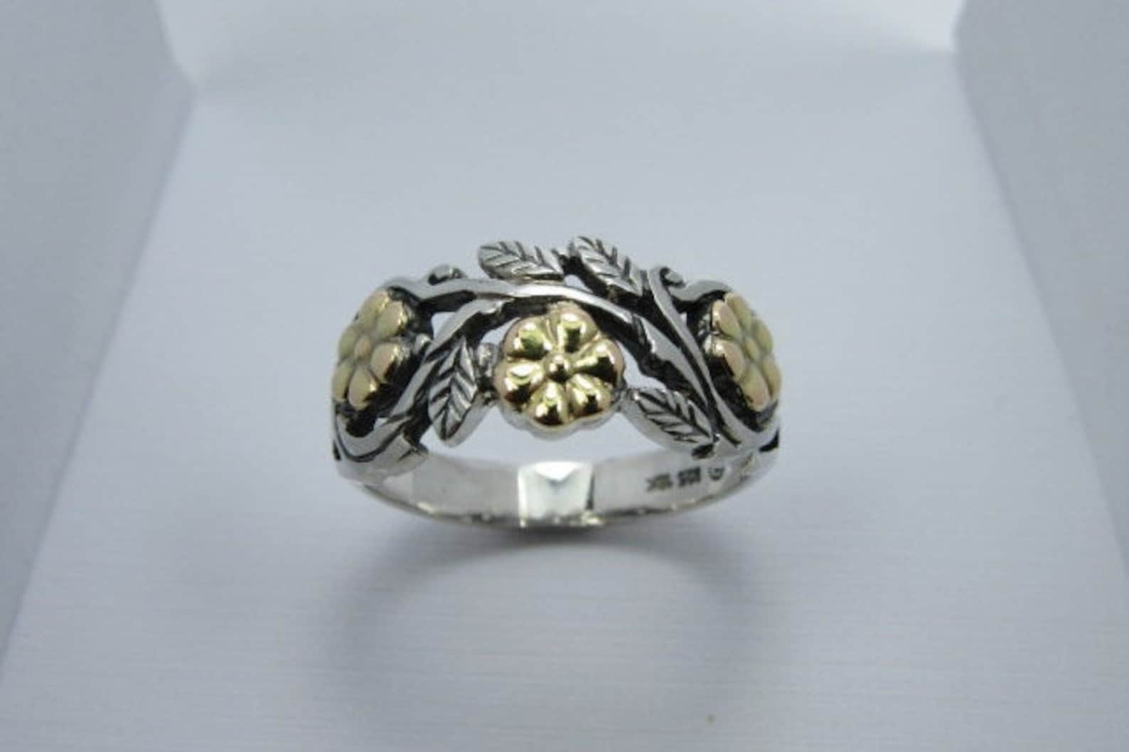 Silver Ring With Flowers, Sterling Silver Floral Ring. Nature Ring ...