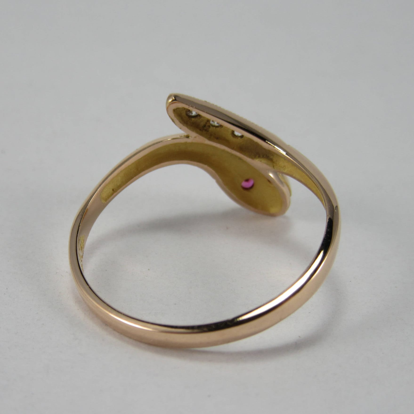 Snake Ring. Gold Snake With Diamonds Ring, Gold Snake, Ruby Eyes Snake ...