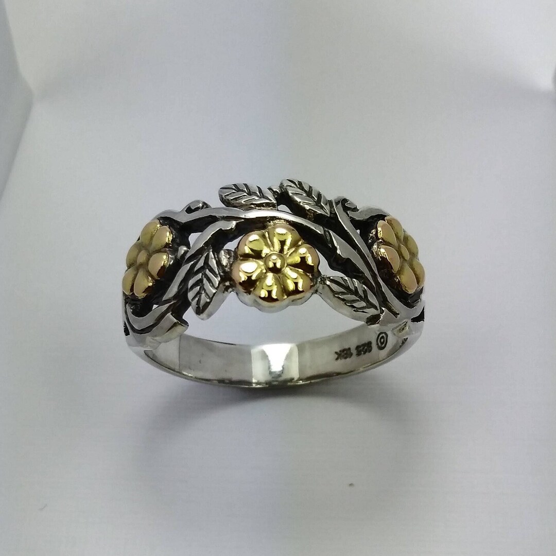 Silver Ring With Flowers, Sterling Silver Floral Ring. Nature Ring ...