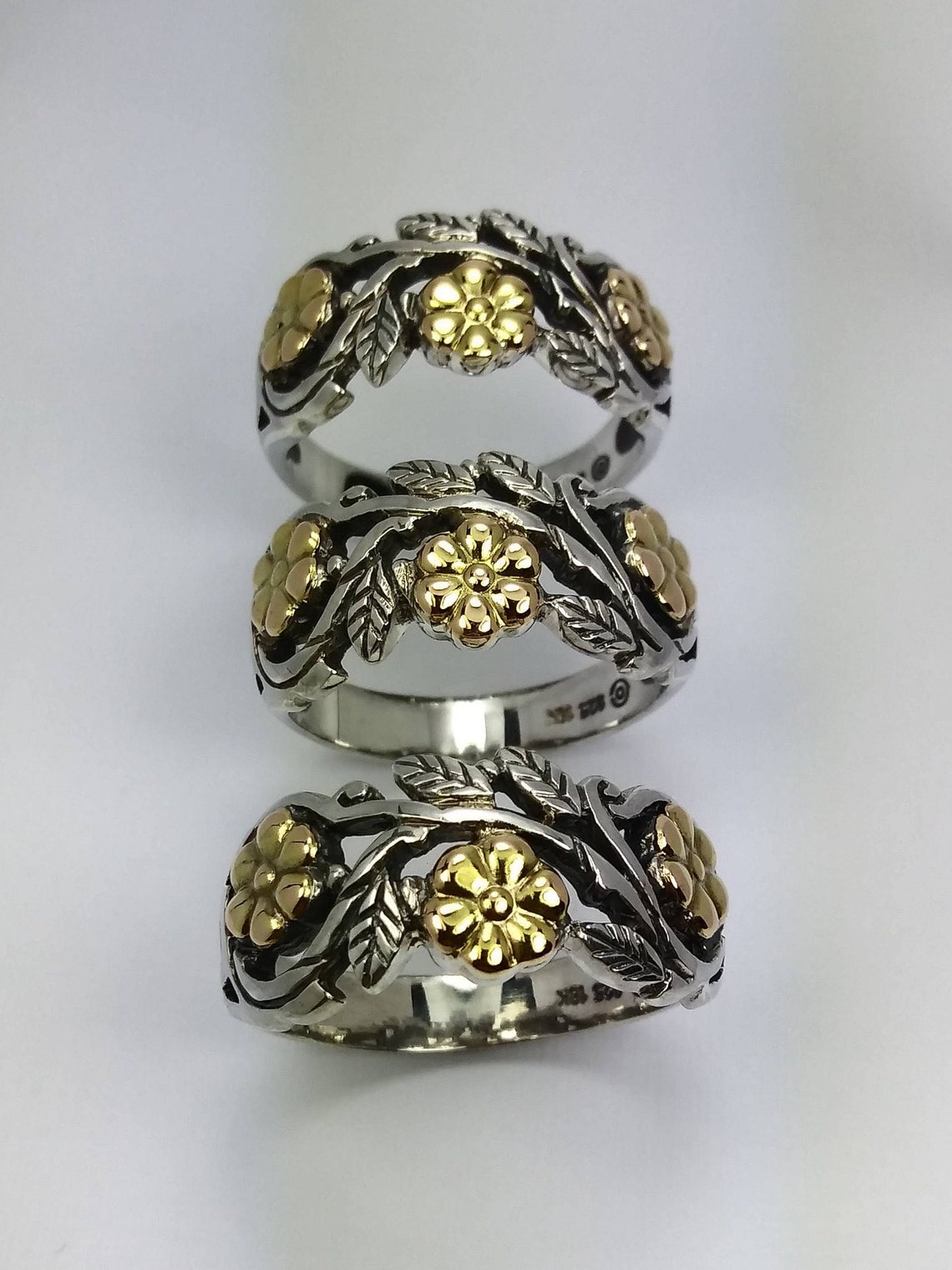 Silver Ring With Flowers, Sterling Silver Floral Ring. Nature Ring ...