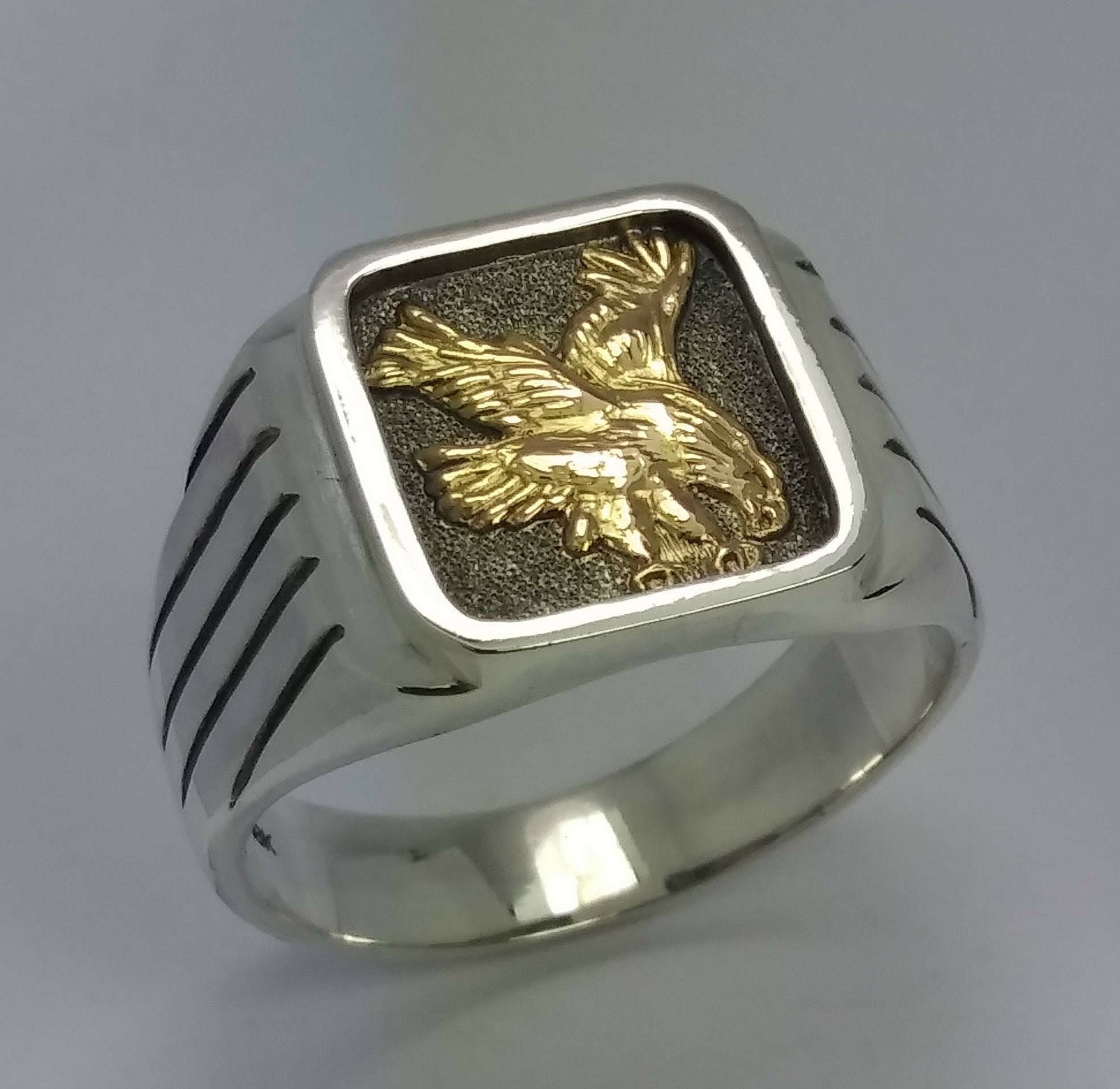 925 Silver Eagle Ring, Landing Eagle Ring, Gold Eagle Ring, Eagle Ring ...