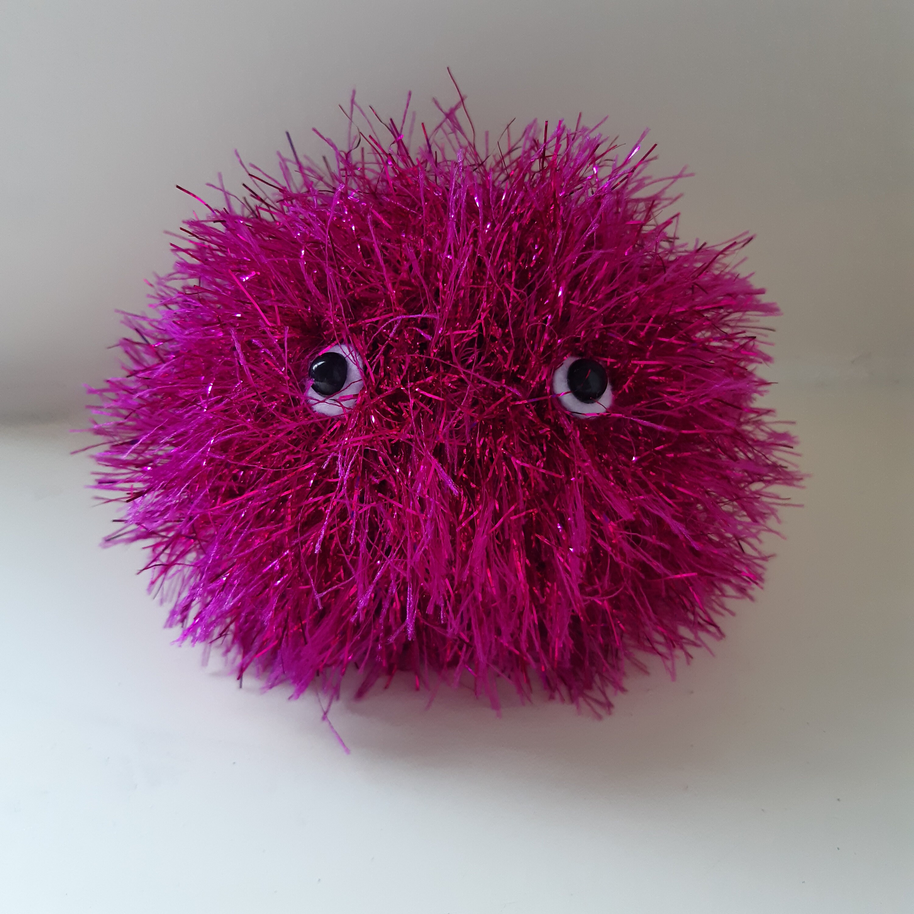 Handmade fluffy knit tinsel monster stress balls for school | Etsy